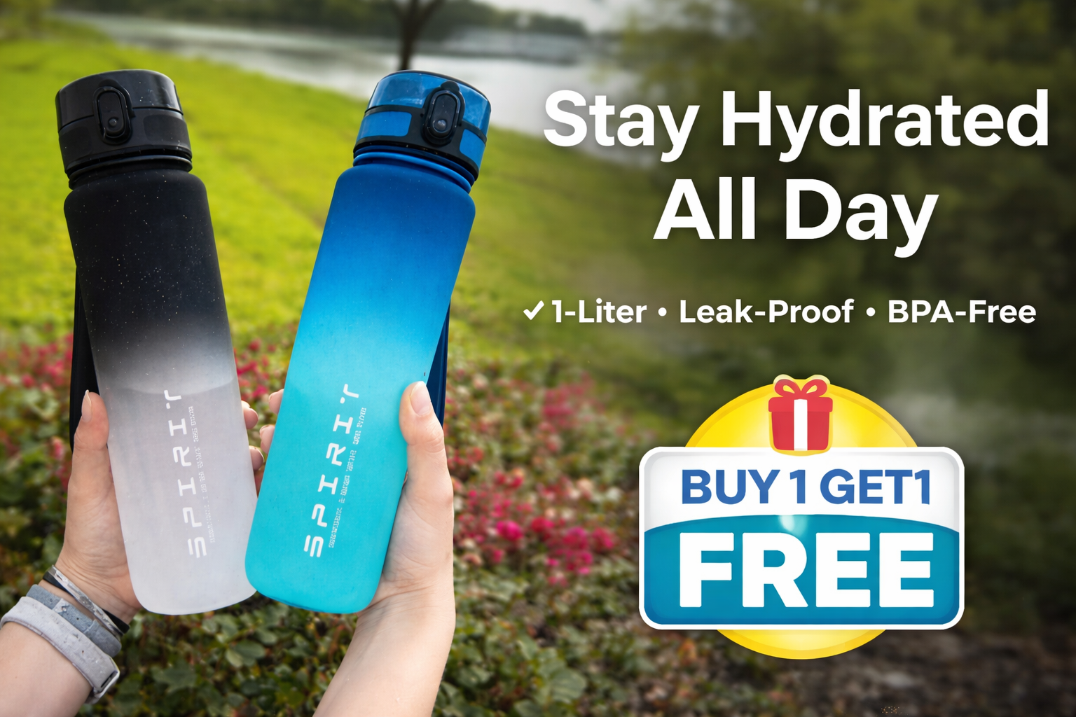 Leak-Proof 1-Liter Bottle for All-Day Hydration – Fresh Sip Gear